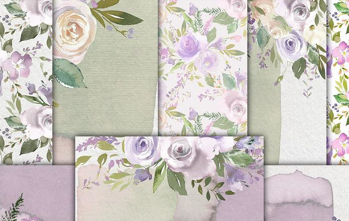 Ultimate List! 60+ Perfect Purple Floral Digital Paper Packs ...