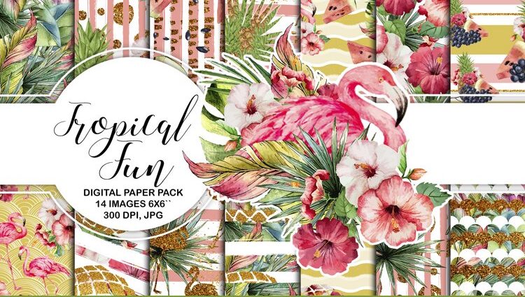 Ultimate List! 40+ Cheerful Tropical Digital Papers - LifeInscribed.com