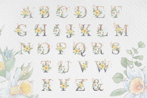 Enormous List! 55+ Elegant Floral Alphabet Clipart Sets ...