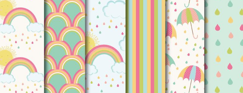 Best Little List! 10+ Rainbow Umbrella Digital Paper Packs ...