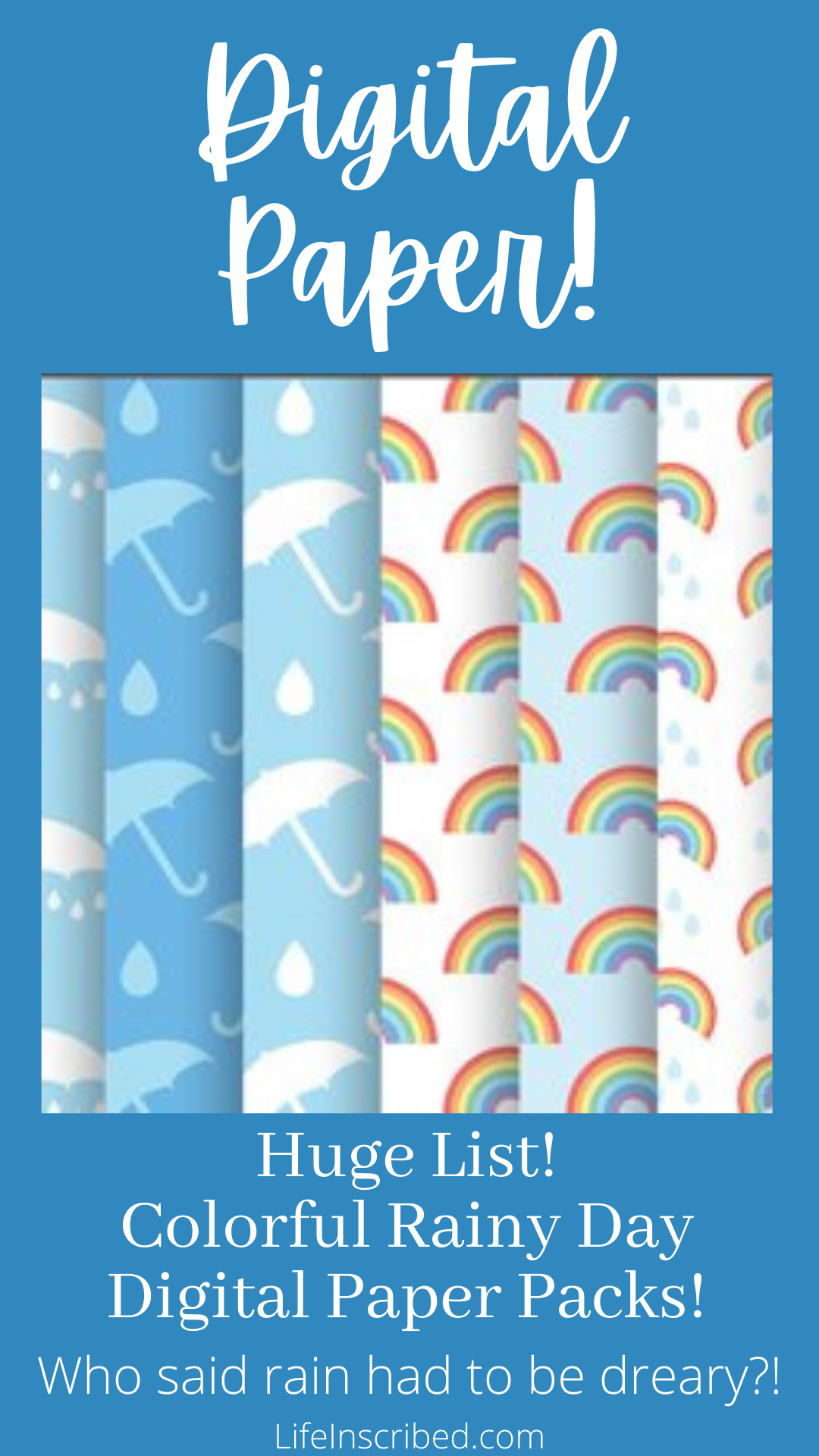 Umbrellas! 20+ Colorful Rainy Day Digital Papers - LifeInscribed.com