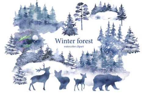 20+ Magical Winter Forest Watercolor Clipart - LifeInscribed.com